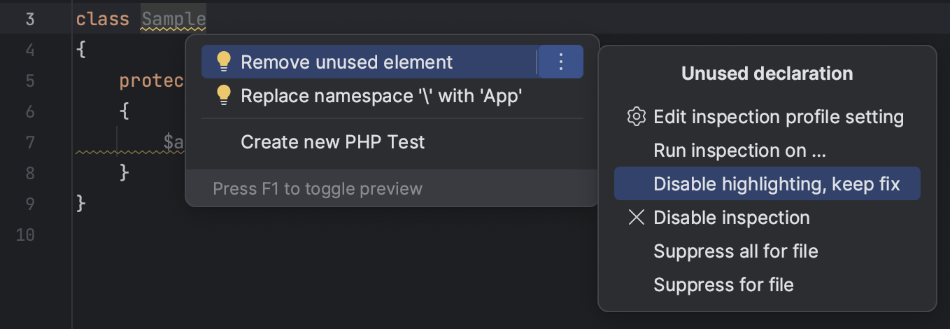 Disabling and enabling inspections | PhpStorm Documentation
