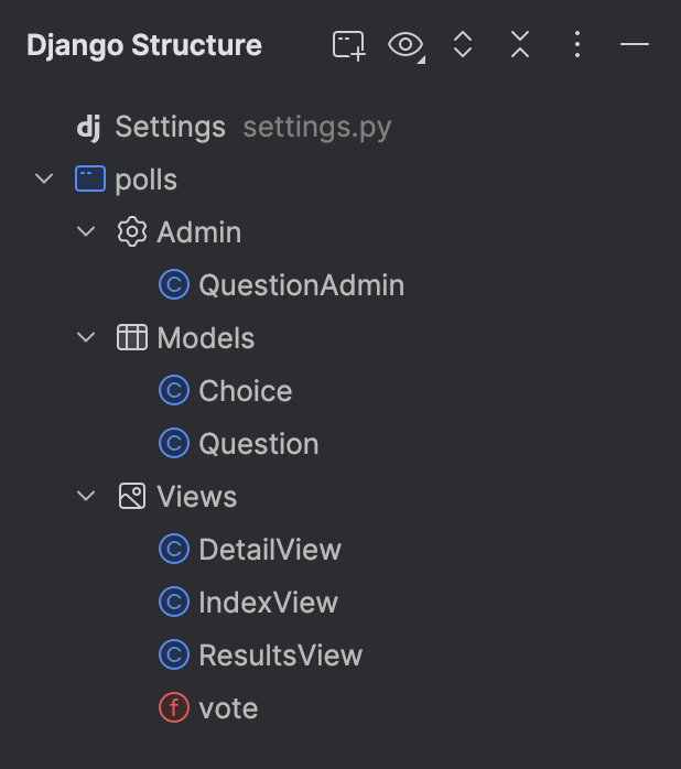 Django Structure tool window | PyCharm Documentation