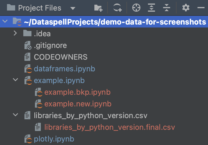 File nesting rules | DataSpell Documentation