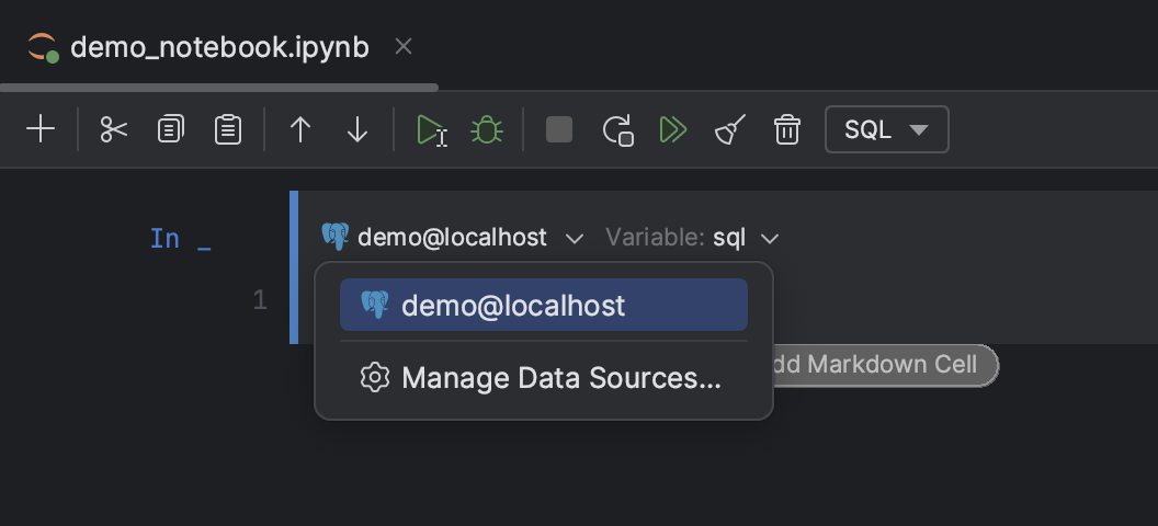 Work with SQL cells | DataSpell Documentation