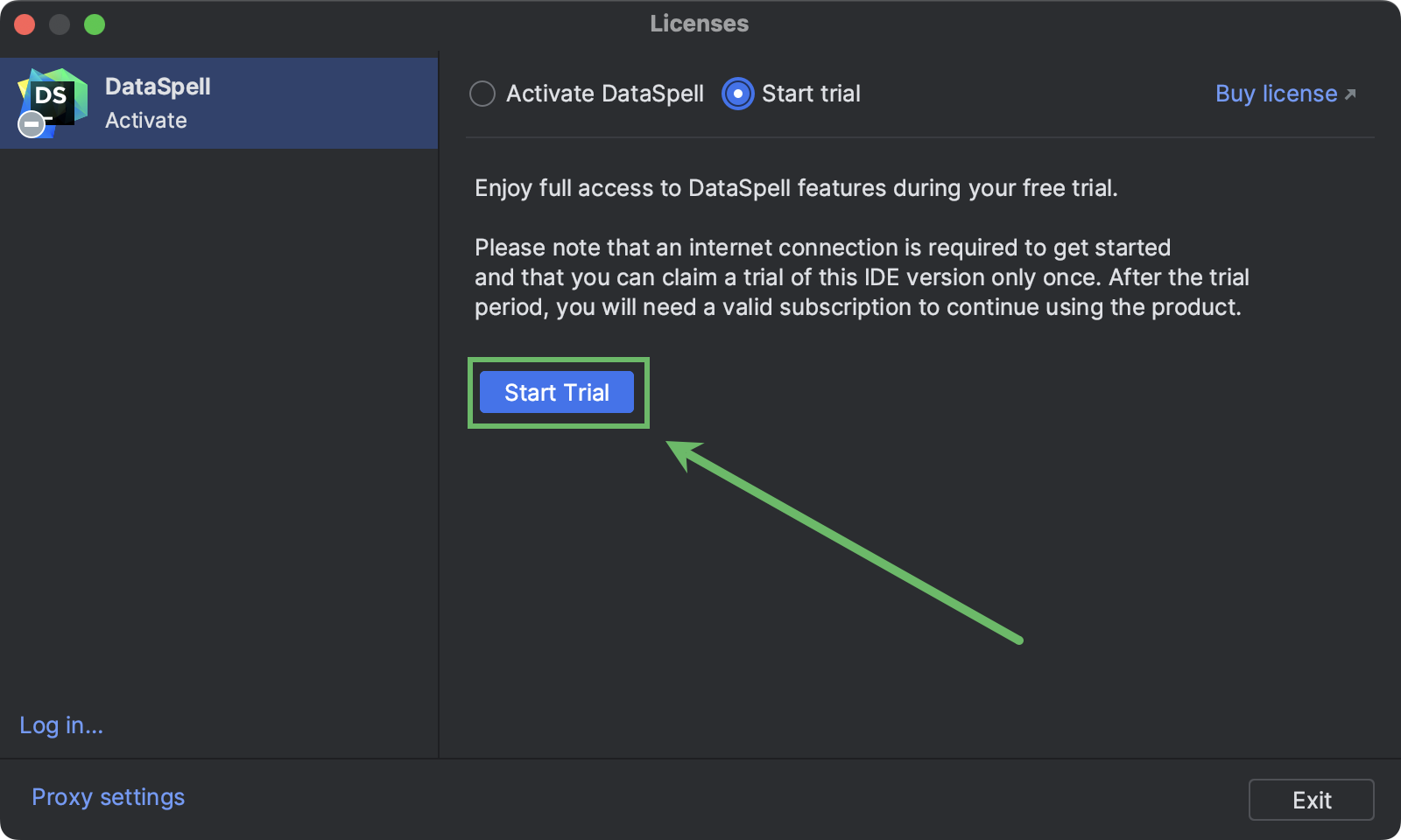 Register DataSpell | DataSpell Documentation