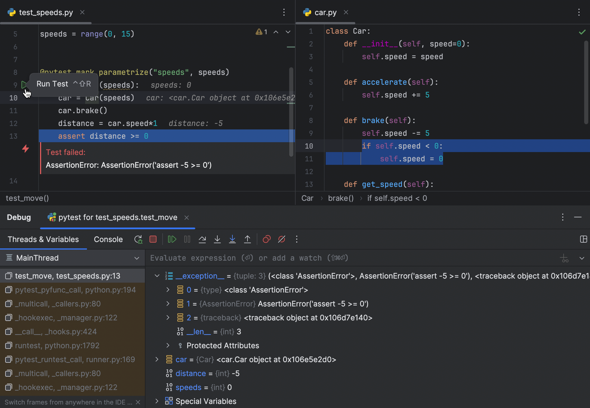 Rerun and debug tests | PyCharm Documentation