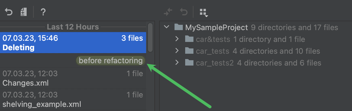 Local History | PyCharm Documentation