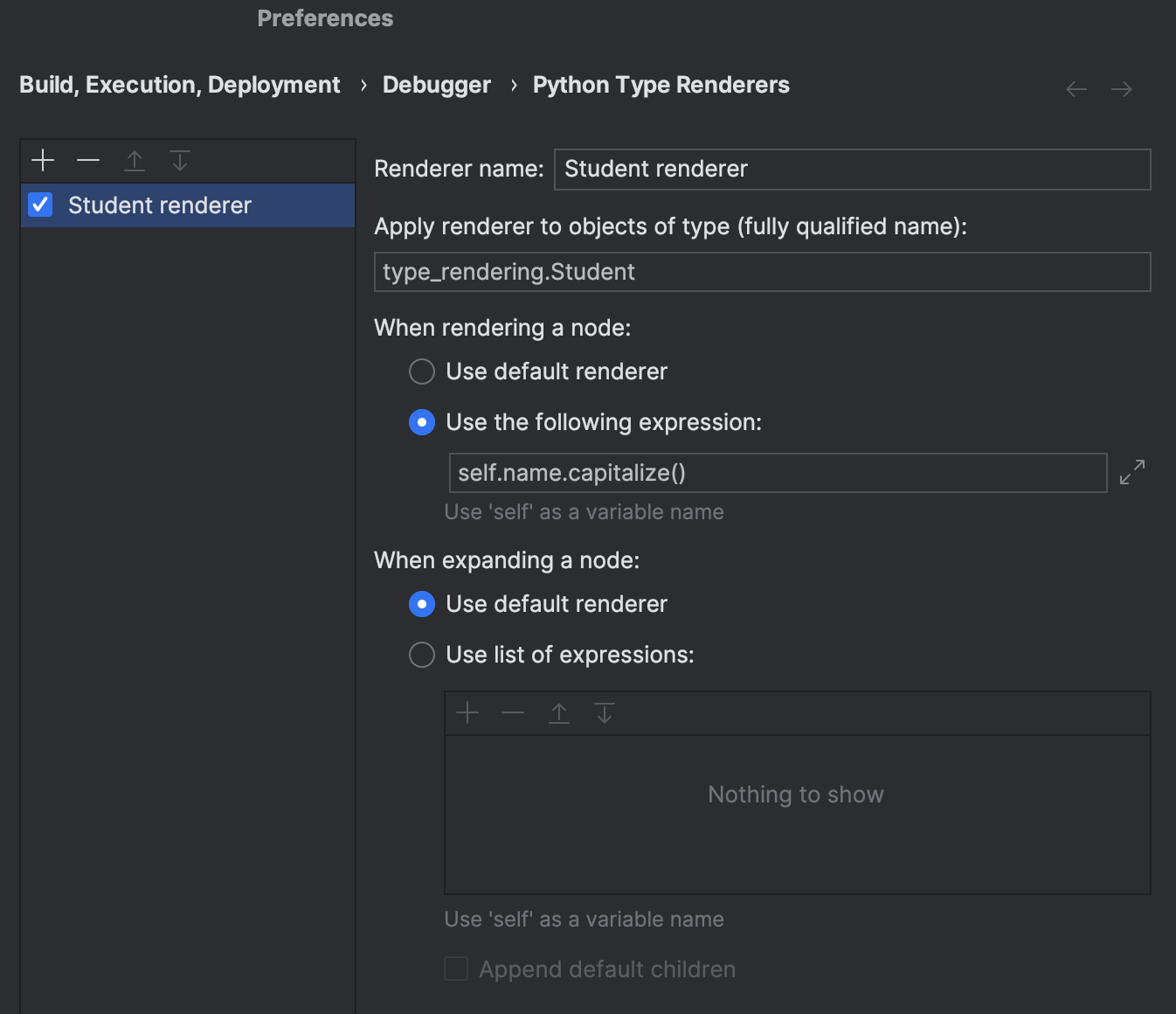 Configure type rendering | PyCharm Documentation