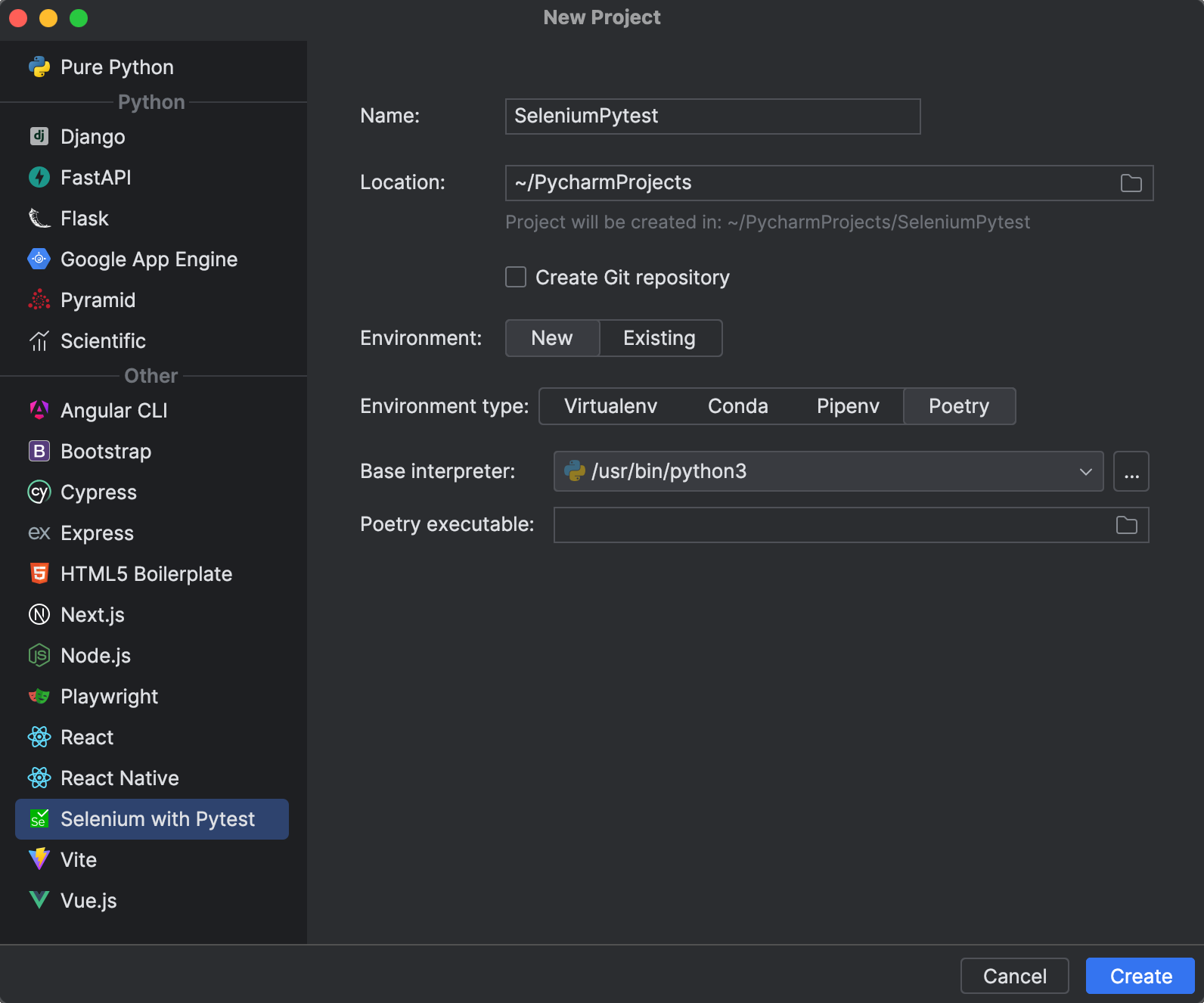 Selenium | PyCharm Documentation
