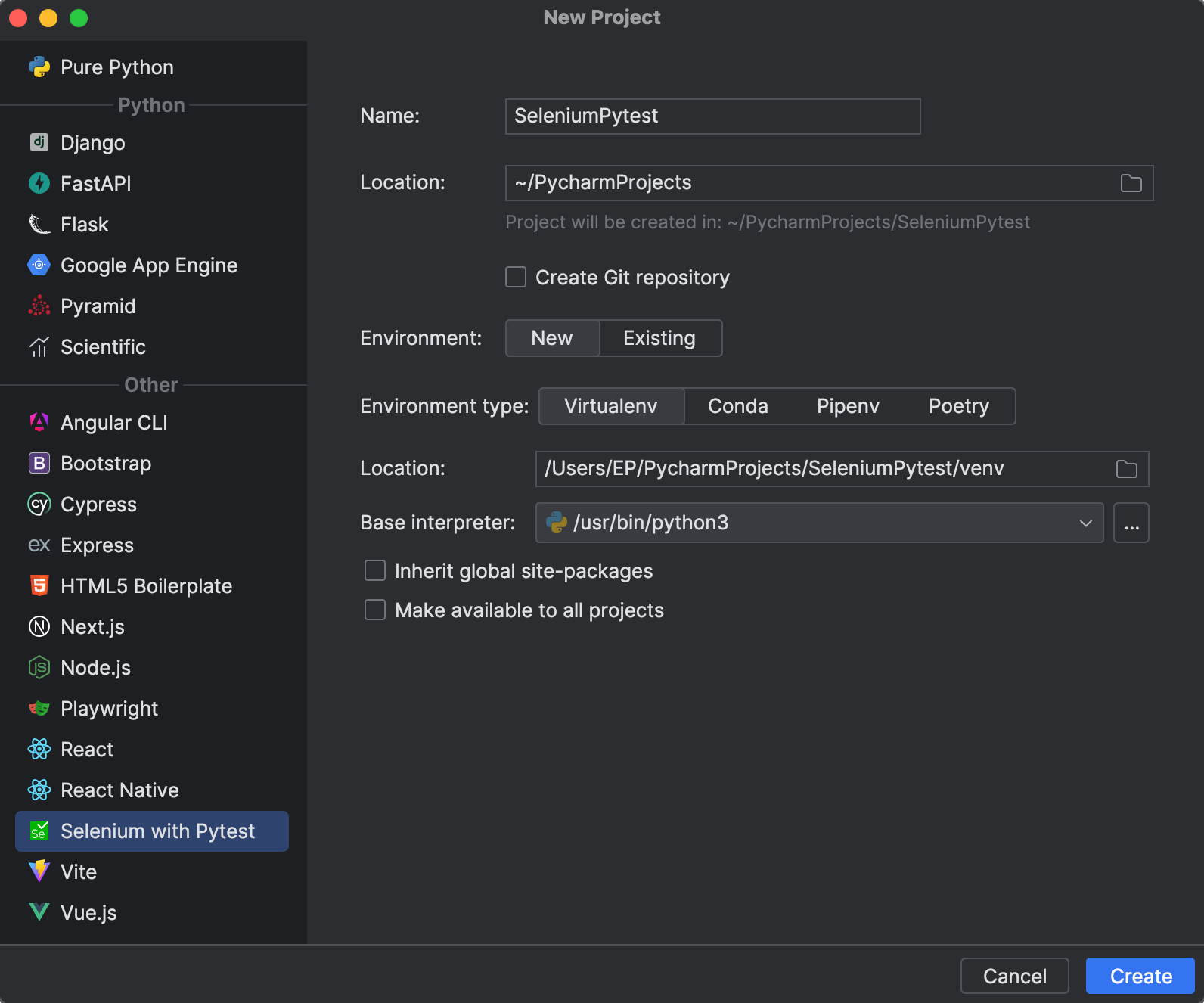 Selenium | PyCharm Documentation