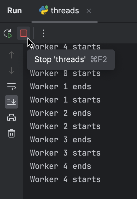 Stop and pause applications | PyCharm Documentation