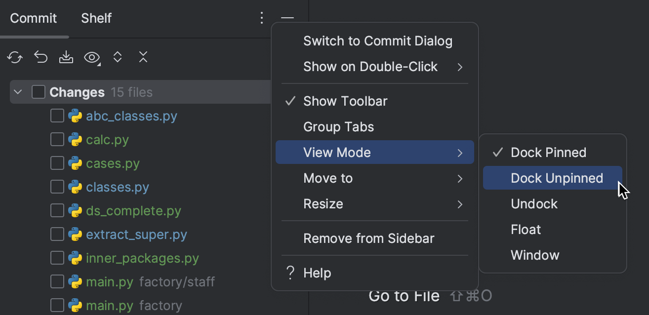 Tool window view modes | PyCharm Documentation