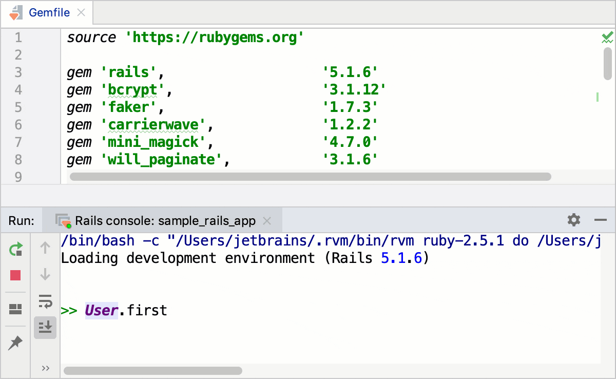 Rails console | RubyMine Documentation