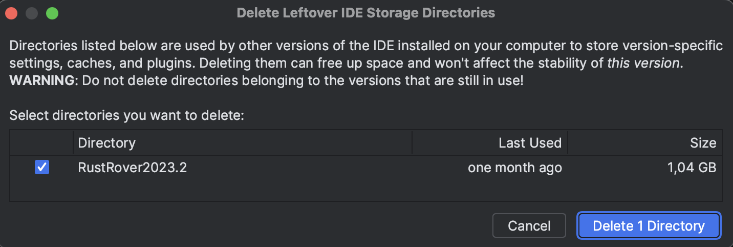 Directories used by the IDE | RustRover Documentation