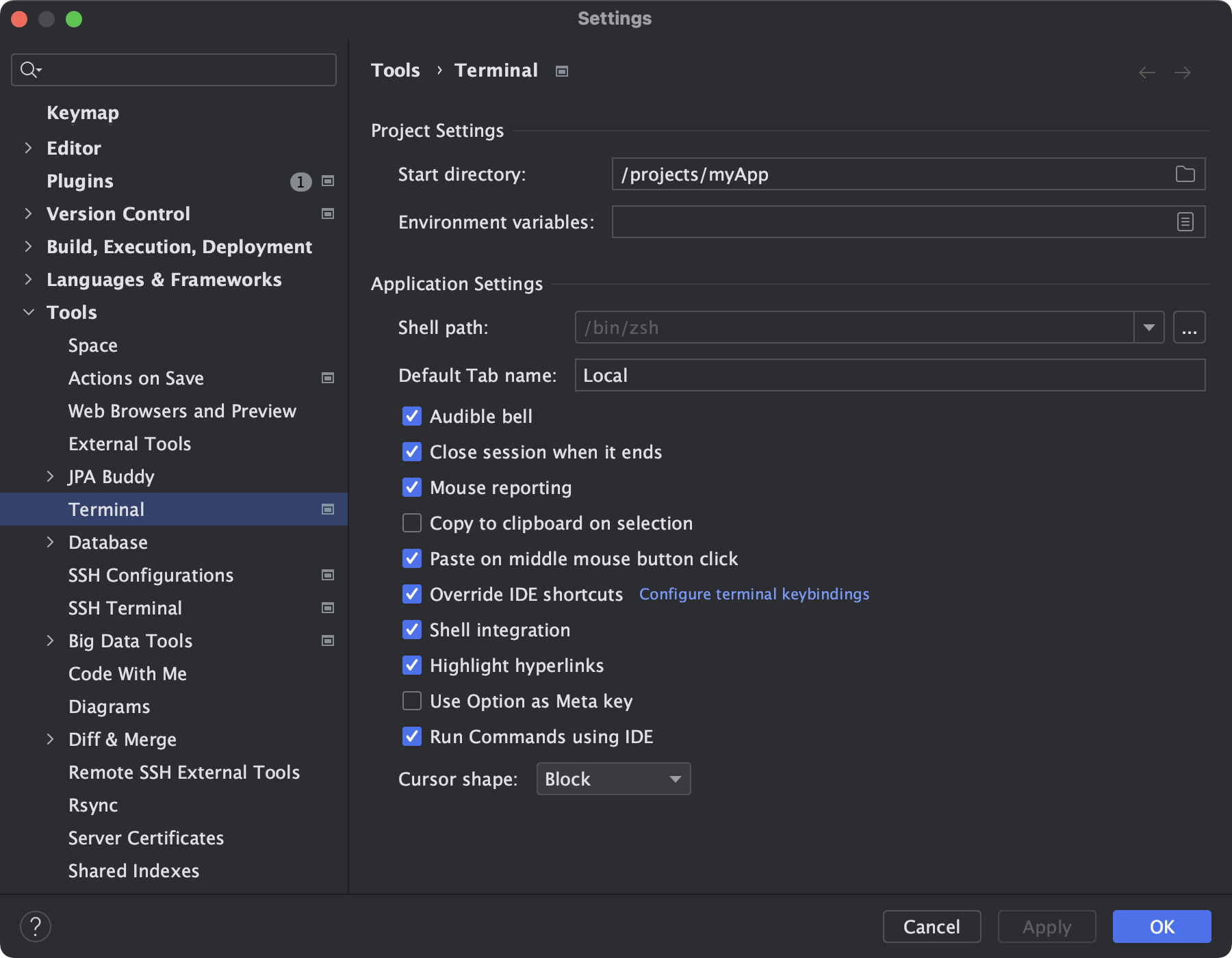 Terminal settings | IntelliJ IDEA Documentation