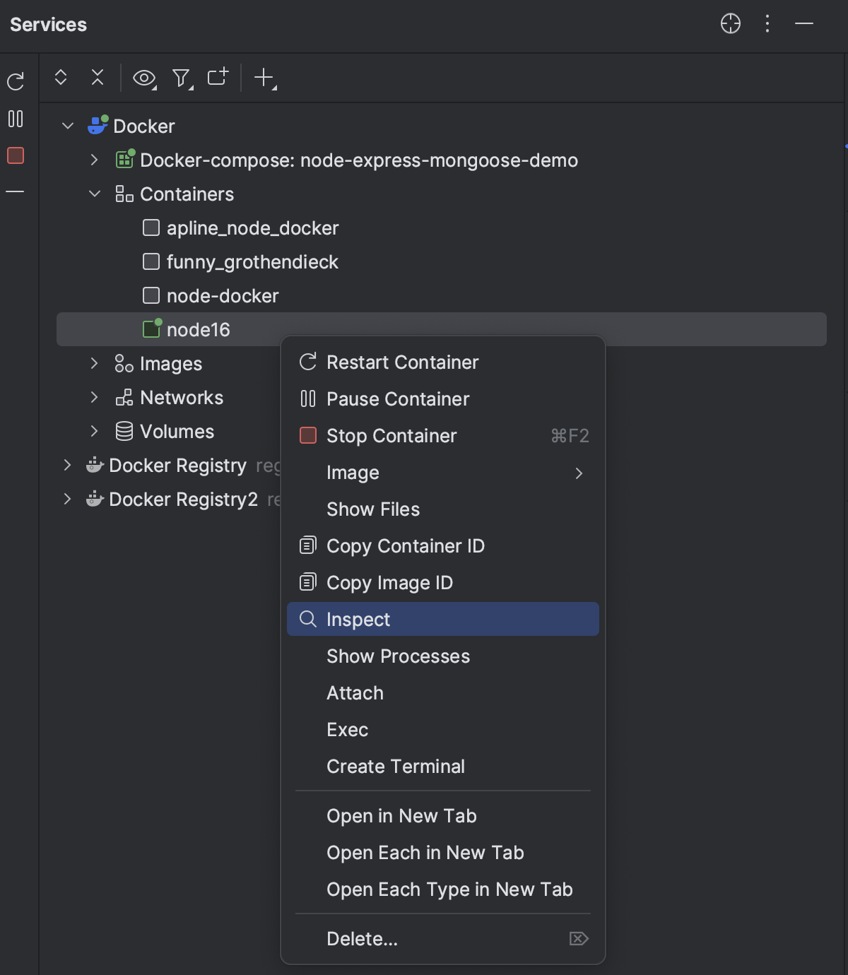 Docker containers | WebStorm Documentation