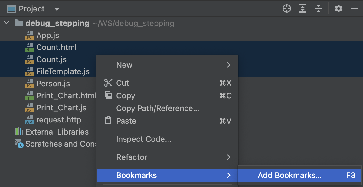 Bookmarks | WebStorm Documentation