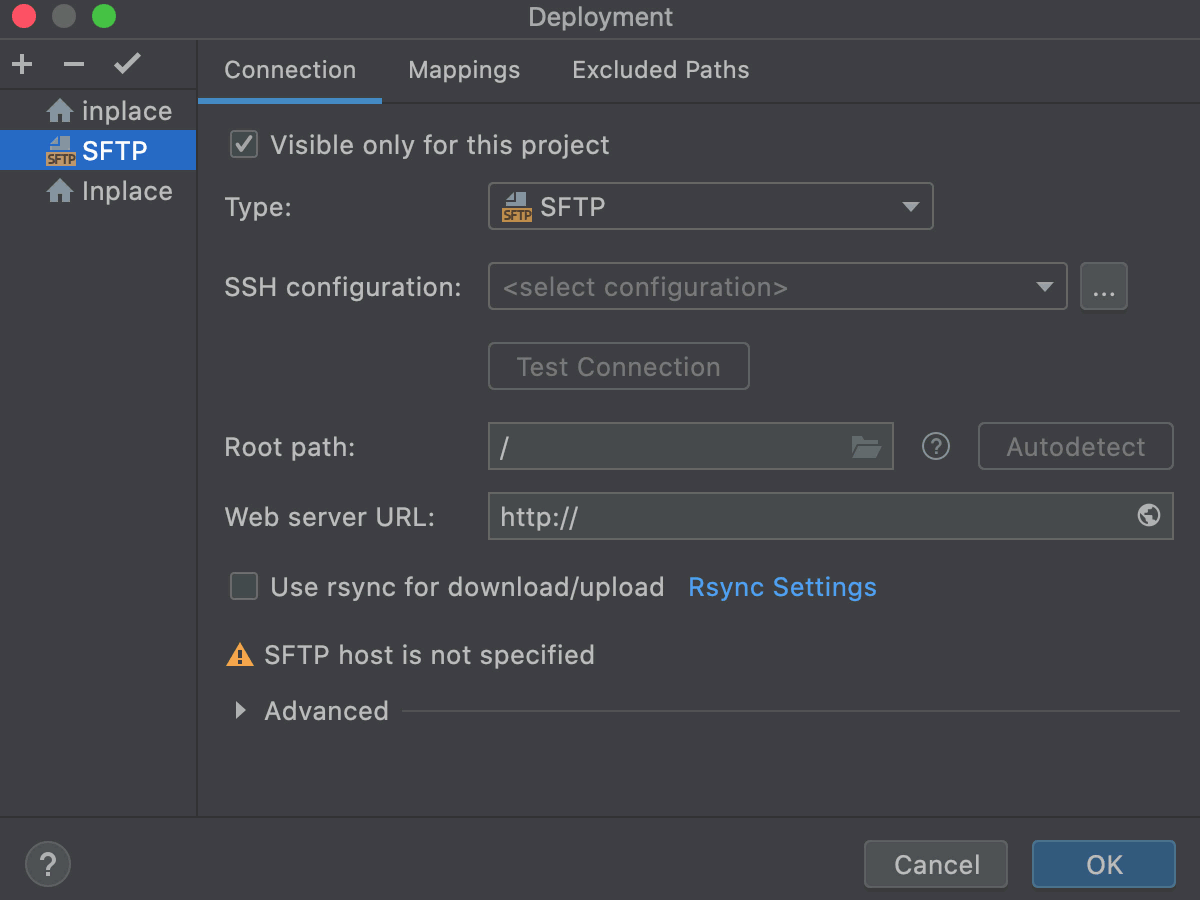 Create a remote server configuration | WebStorm Documentation
