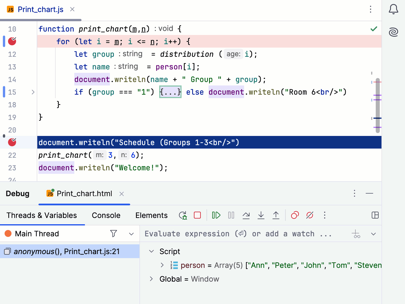 Step through the program | WebStorm Documentation
