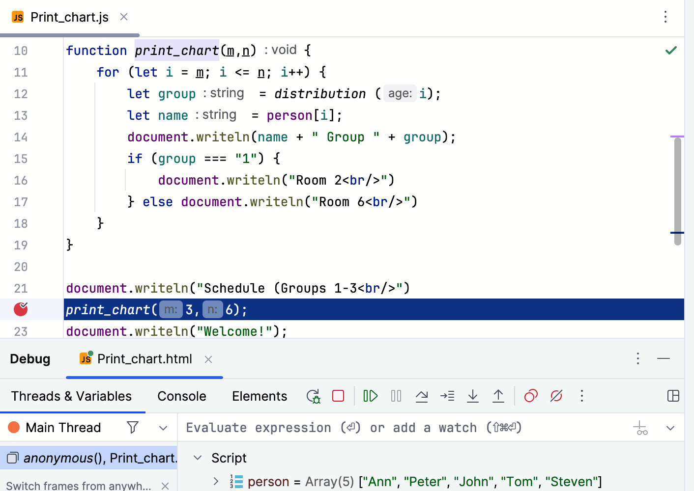 Step through the program | WebStorm Documentation