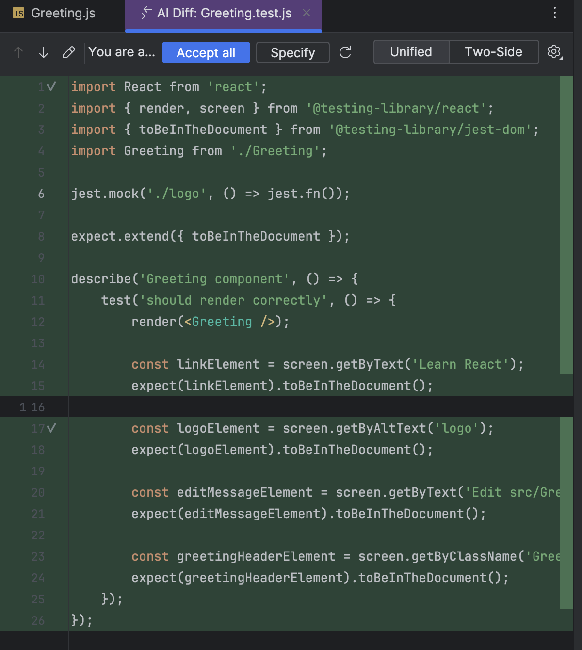 Generate Tests With Ai Webstorm Documentation