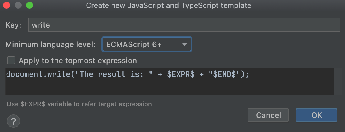 JavaScript postfix templates | IntelliJ IDEA Documentation