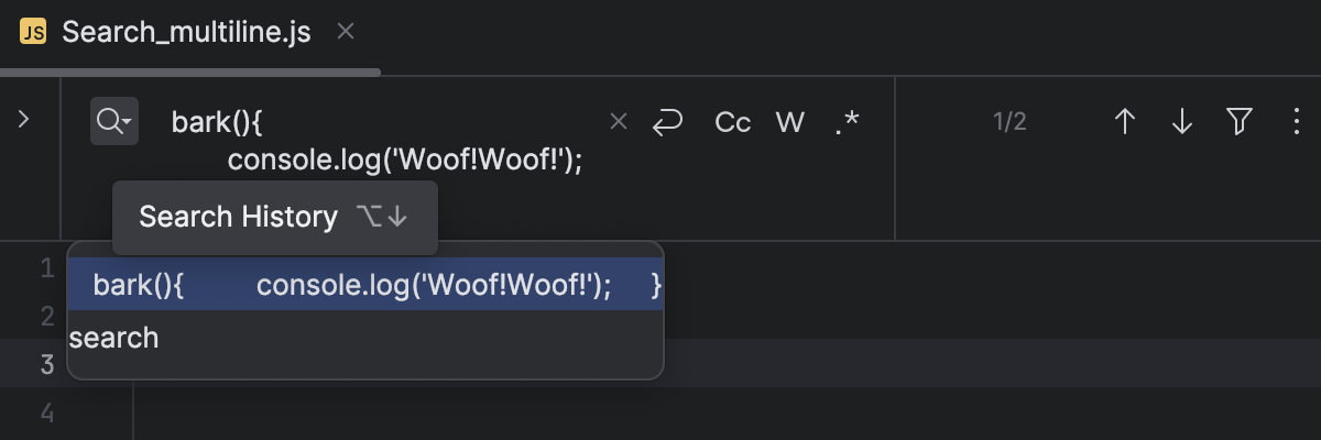 Search for a target within a file | WebStorm Documentation