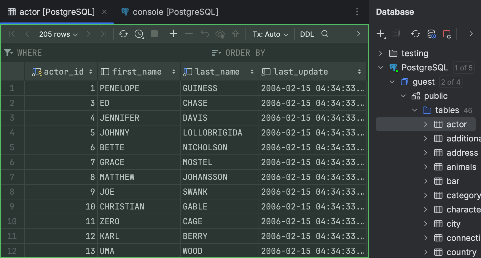 Glossary for the database management functionality | PyCharm Documentation