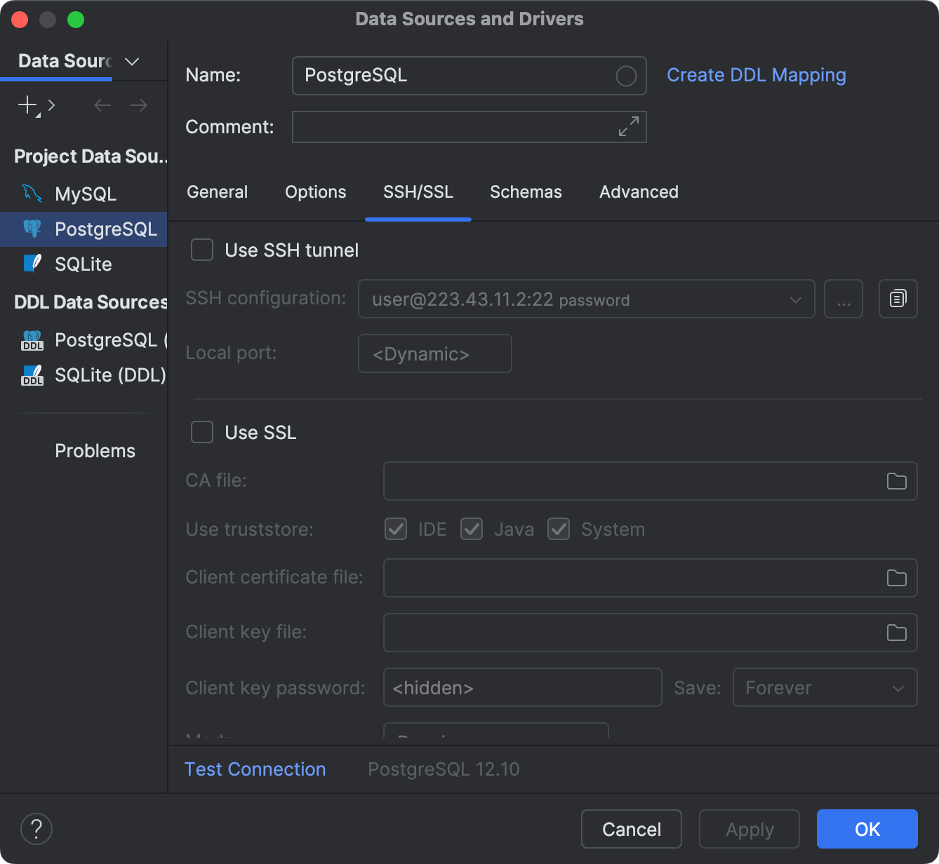 Data Sources And Drivers Dialog Intellij Idea Documentation
