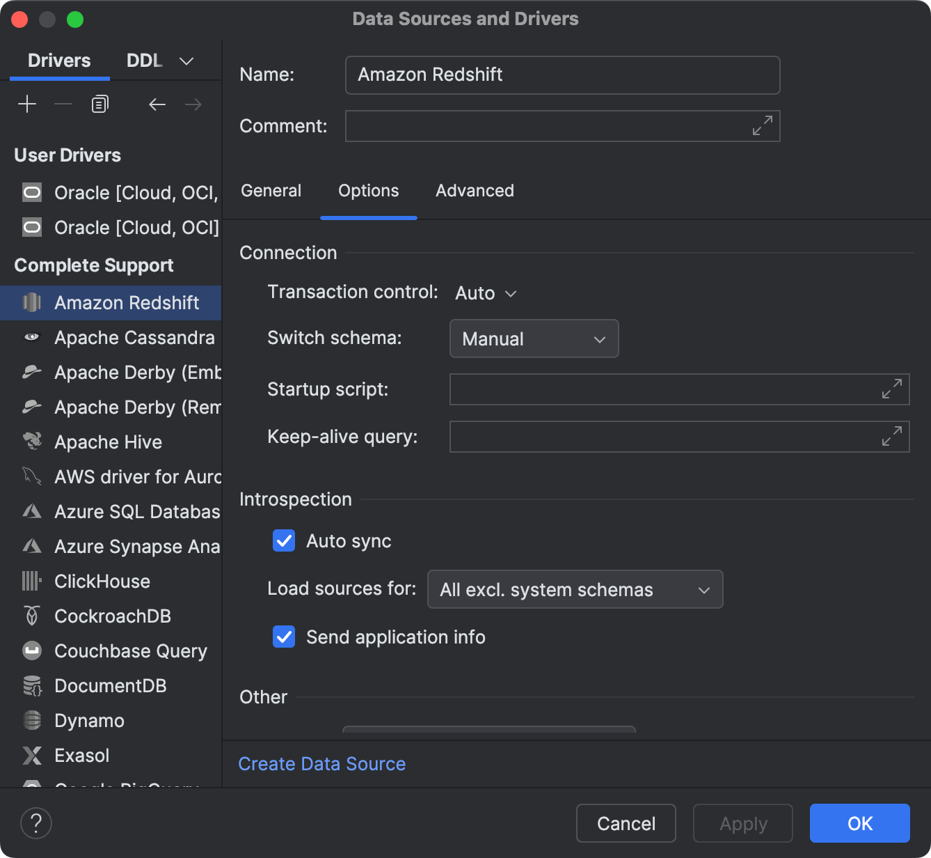 Data Sources and Drivers dialog | PyCharm Documentation