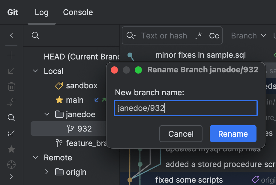Manage Git branches | DataGrip Documentation