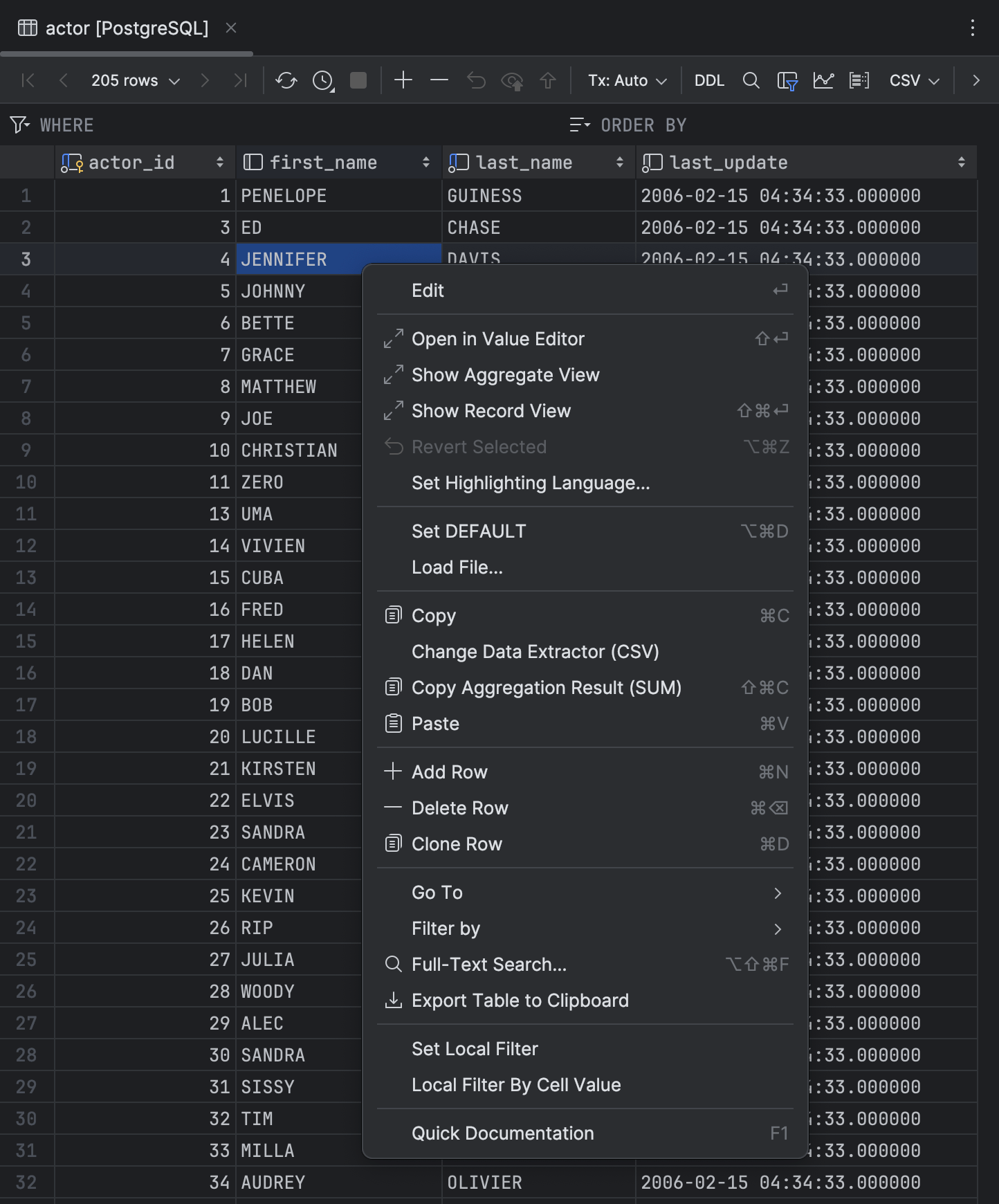 Data editor and viewer | IntelliJ IDEA Documentation