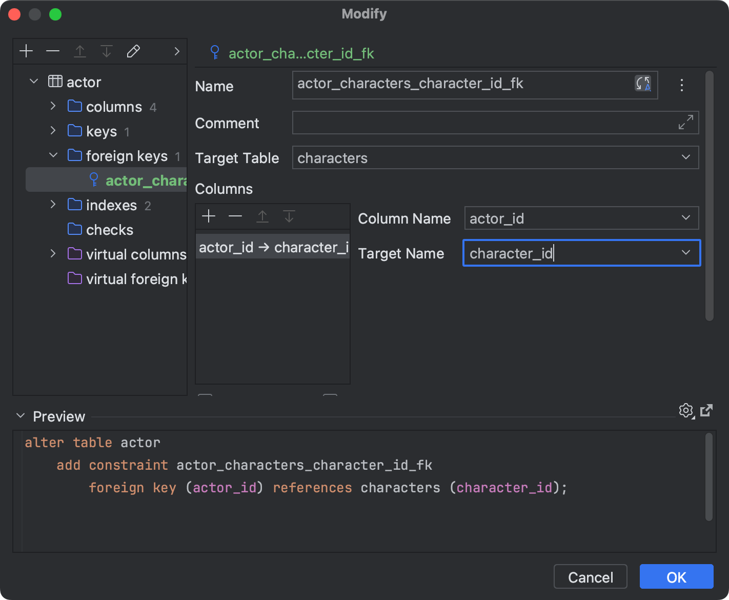 Foreign keys | DataGrip Documentation