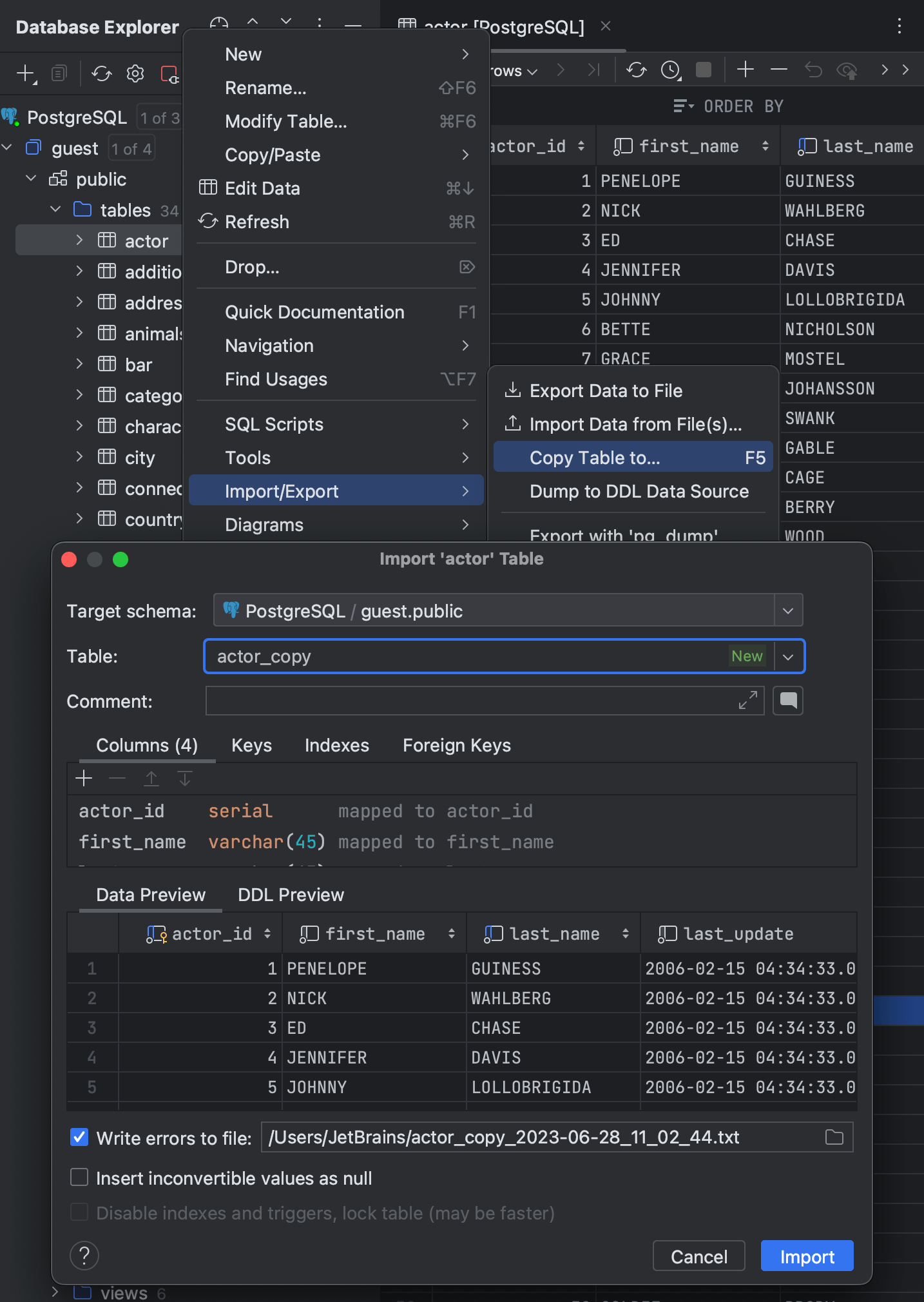 Tables | DataGrip Documentation