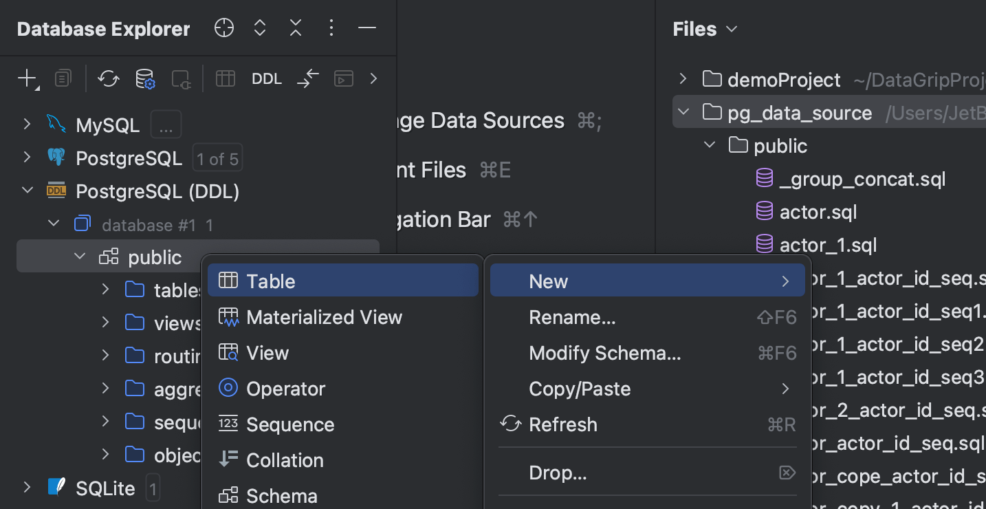 DDL data sources | DataGrip Documentation