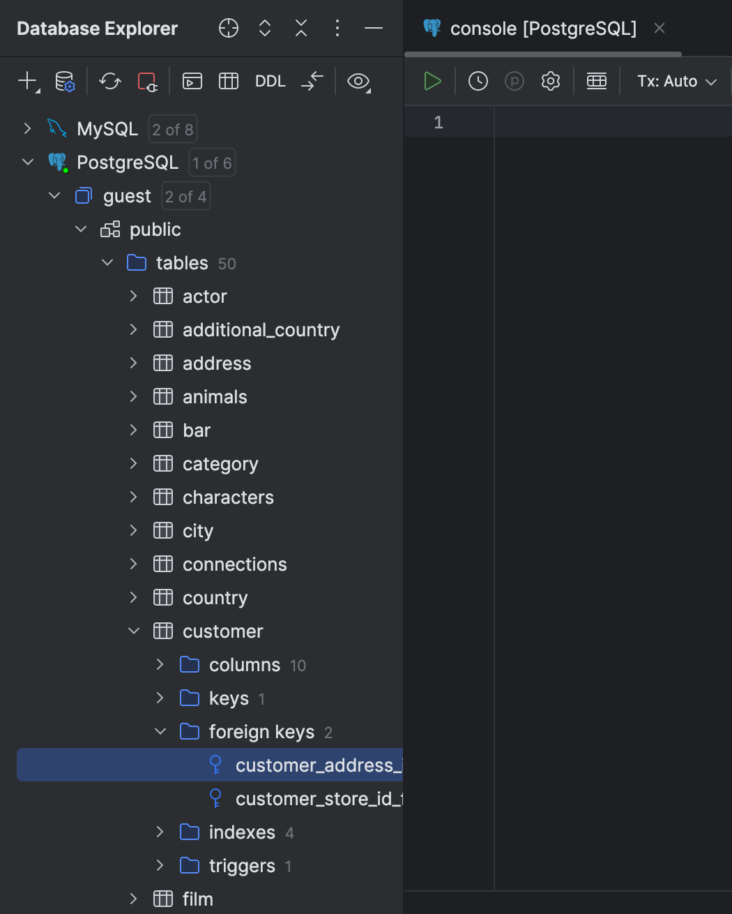 Foreign keys | DataGrip Documentation