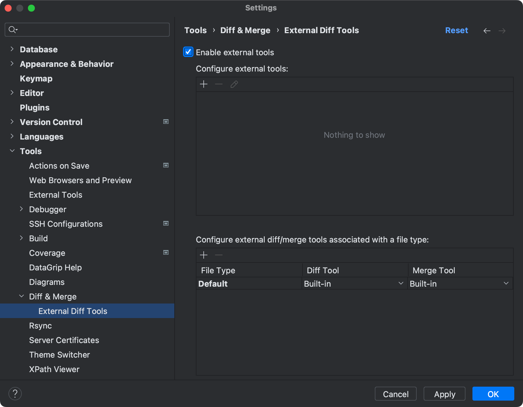 Compare files, folders, and text sources | DataGrip Documentation