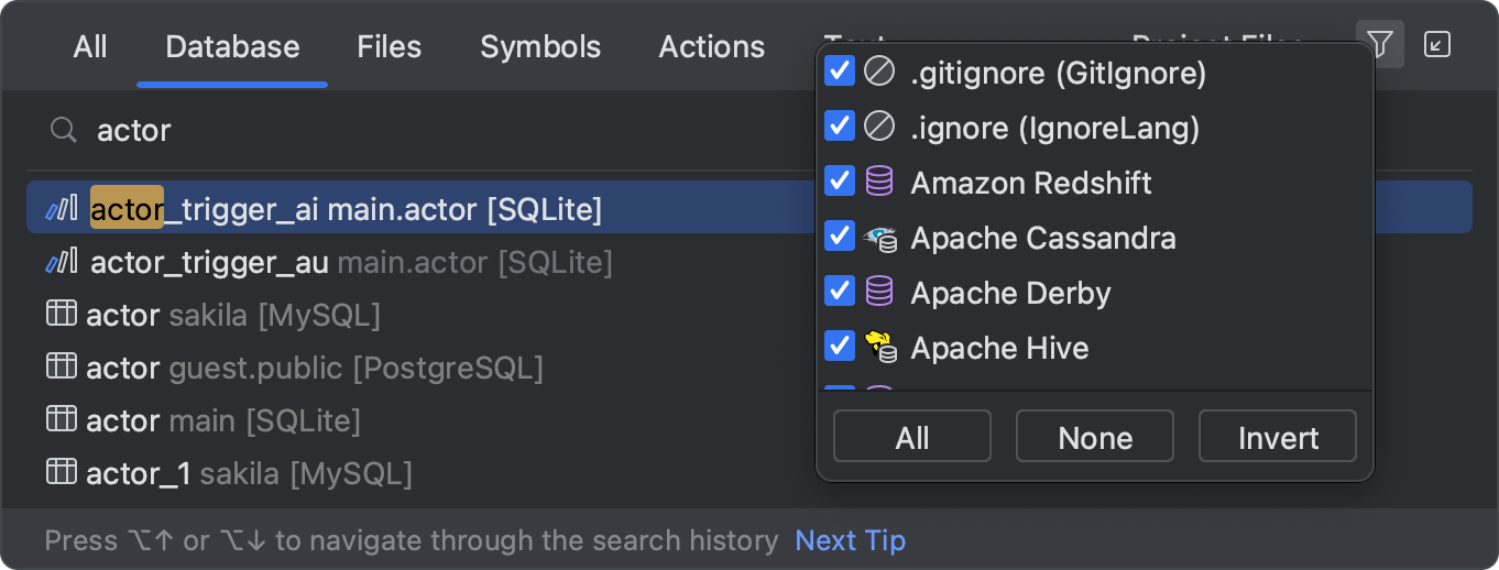 Search in DataGrip | DataGrip Documentation
