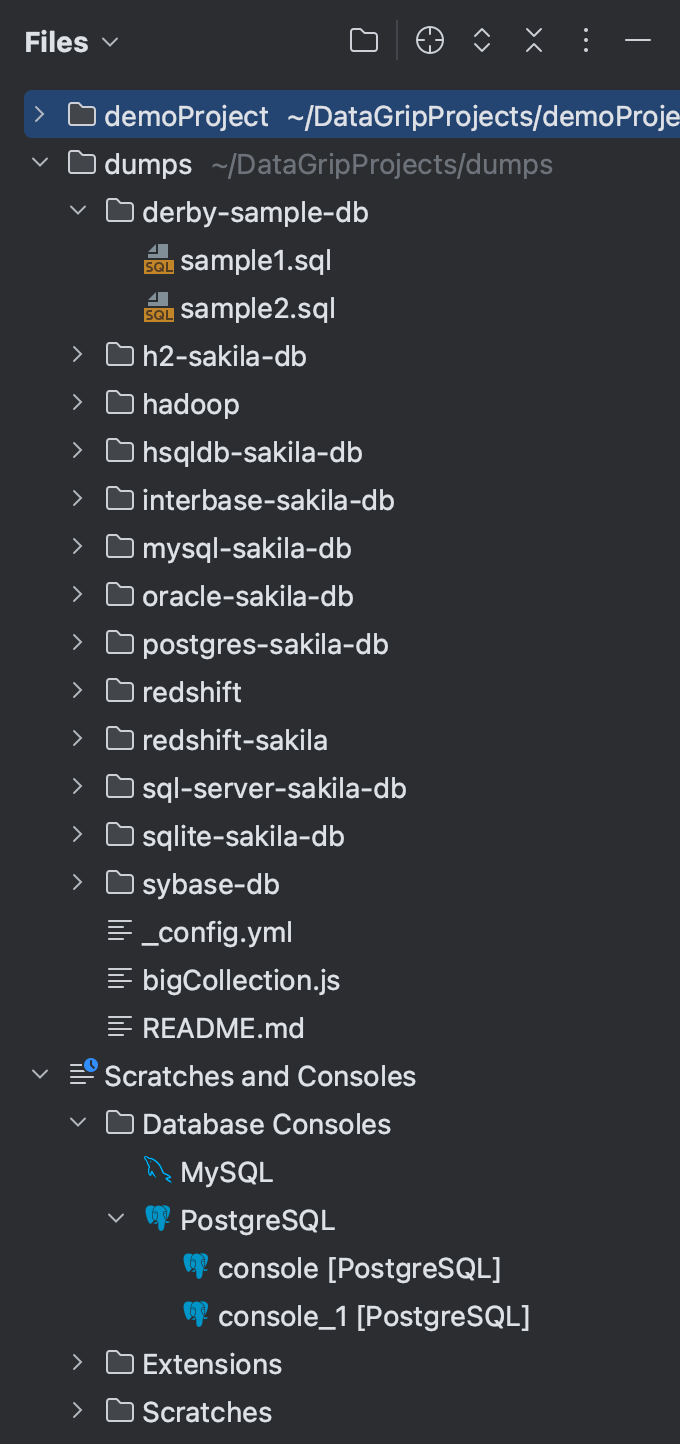 Files tool window | DataGrip Documentation