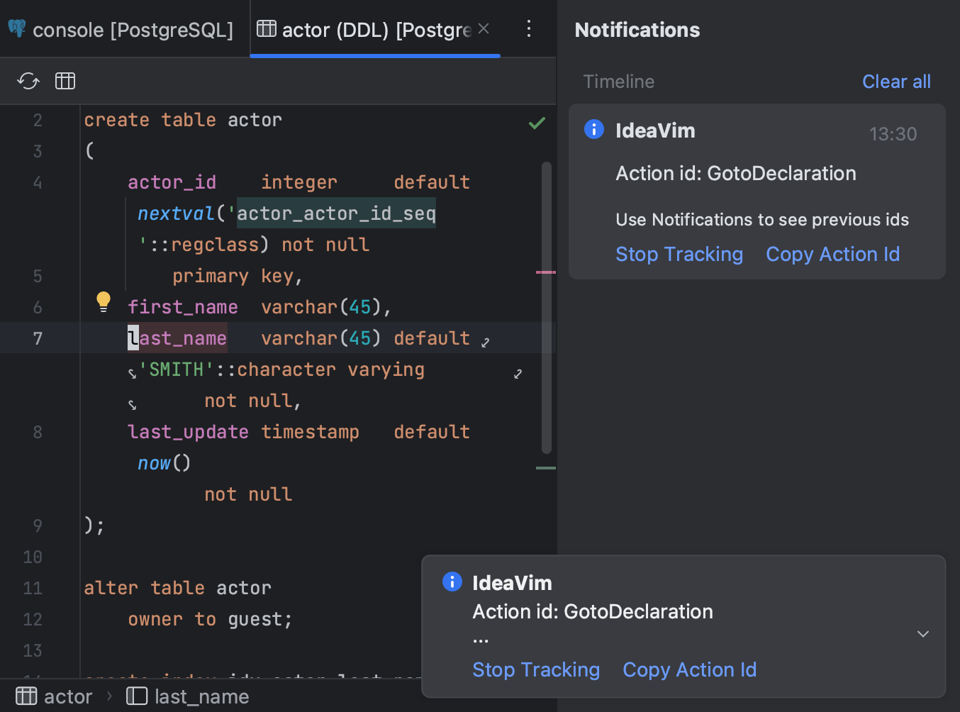 Vim in DataGrip | DataGrip Documentation