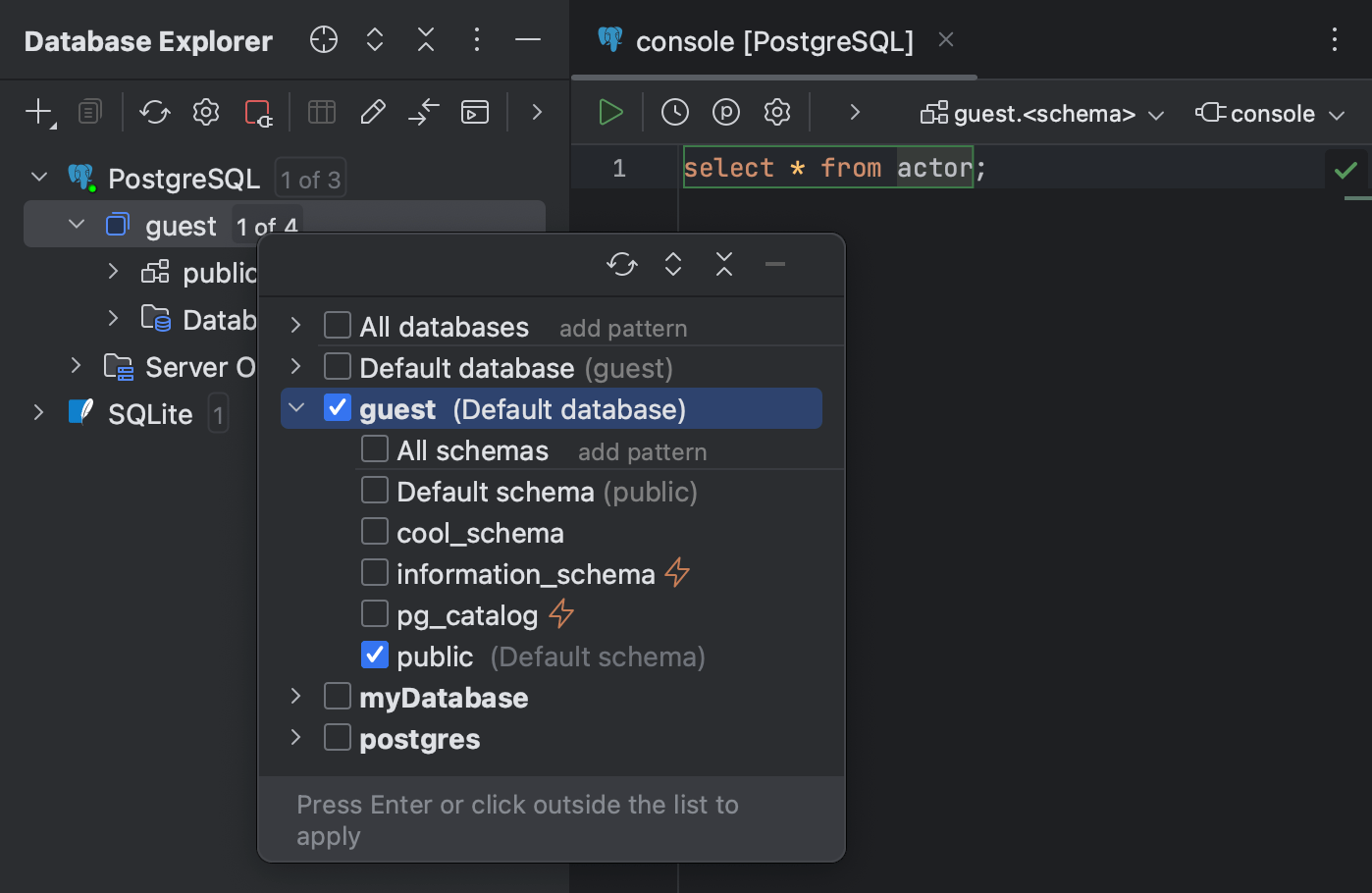 Schemas | DataGrip Documentation