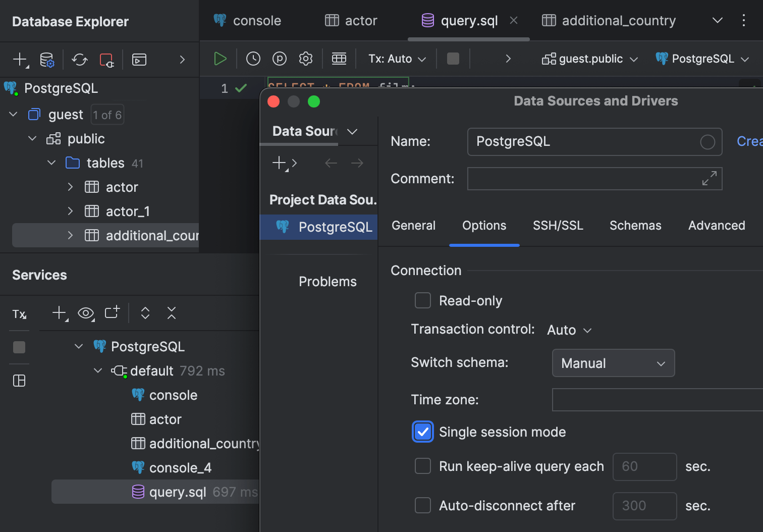 Sessions | DataGrip Documentation