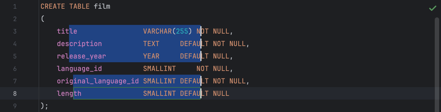 Multiple Cursors And Selection Ranges Datagrip Documentation