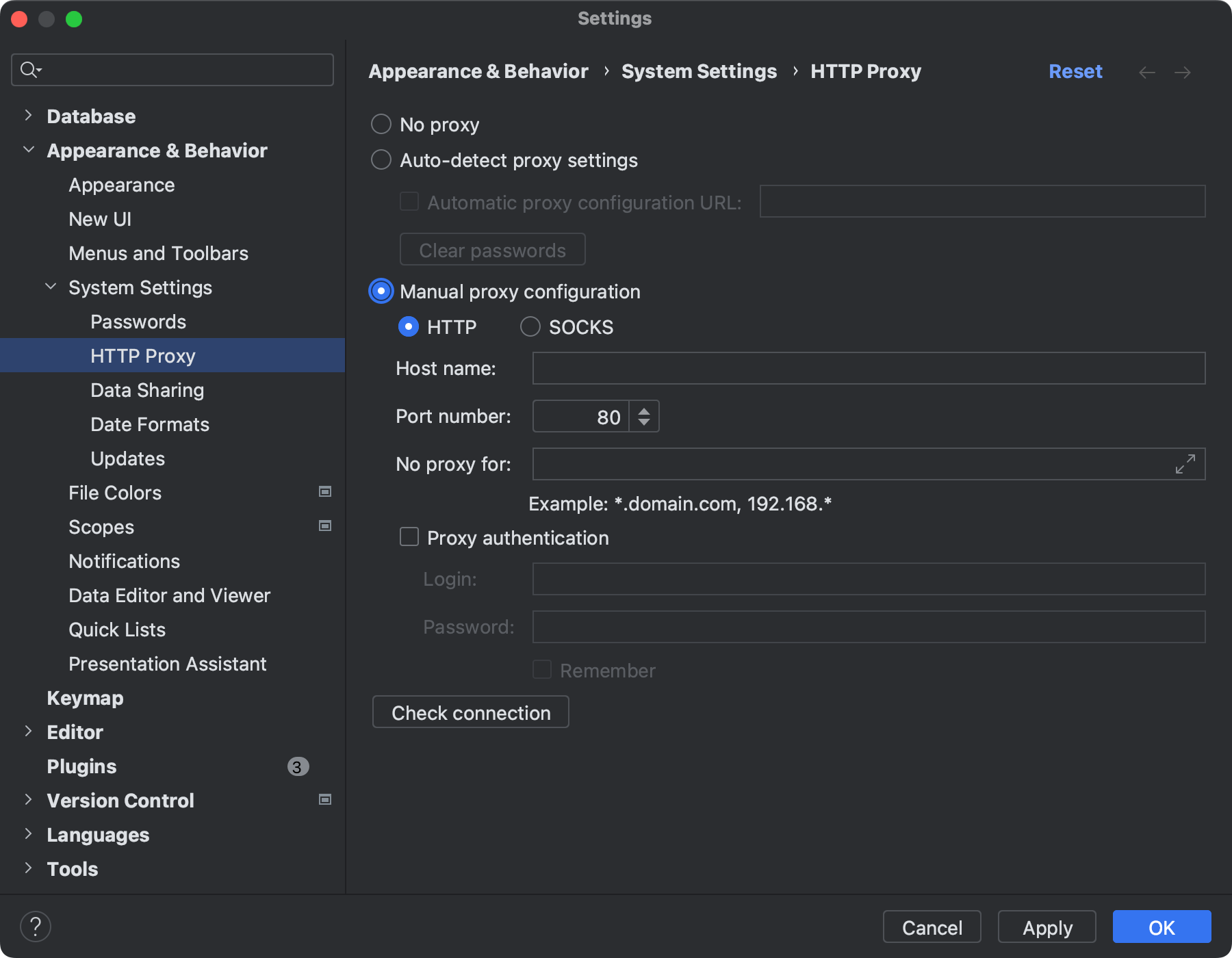 HTTP Proxy | DataGrip Documentation