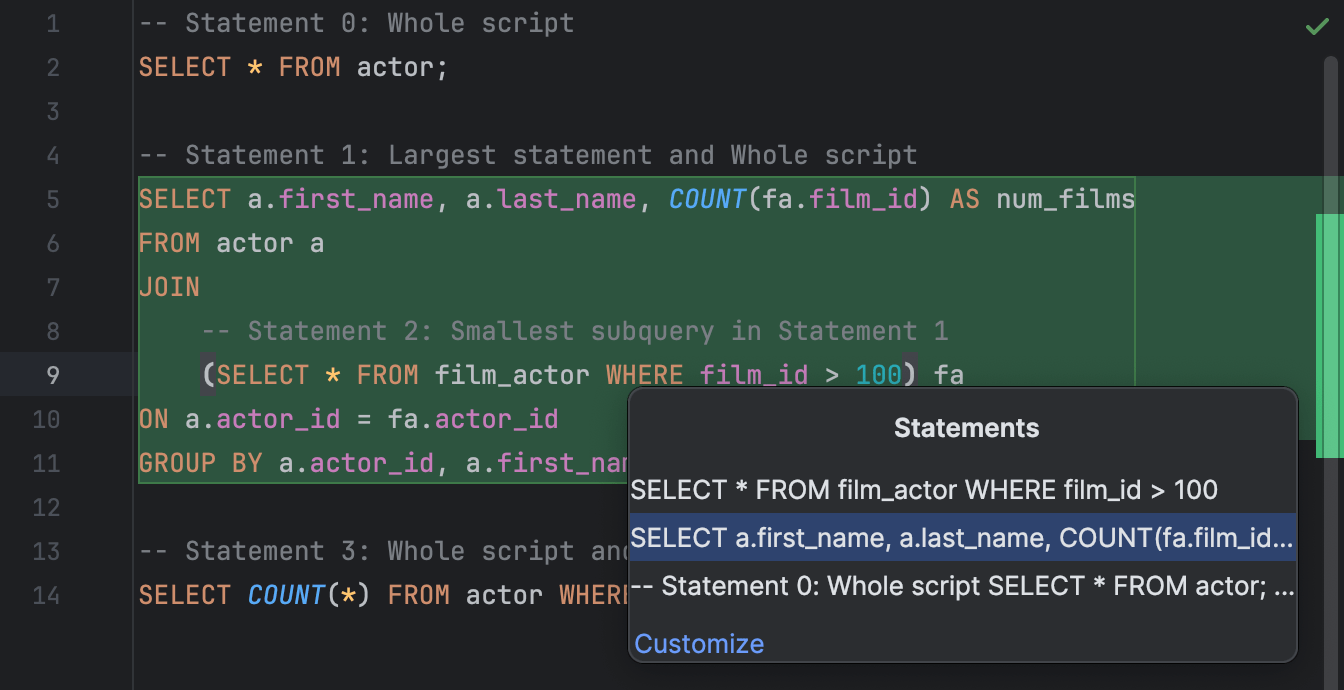 Query execution | IntelliJ IDEA Documentation