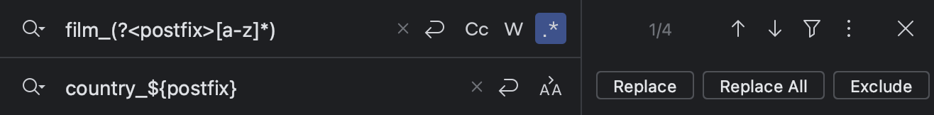 Find and replace text using regular expressions | DataGrip Documentation