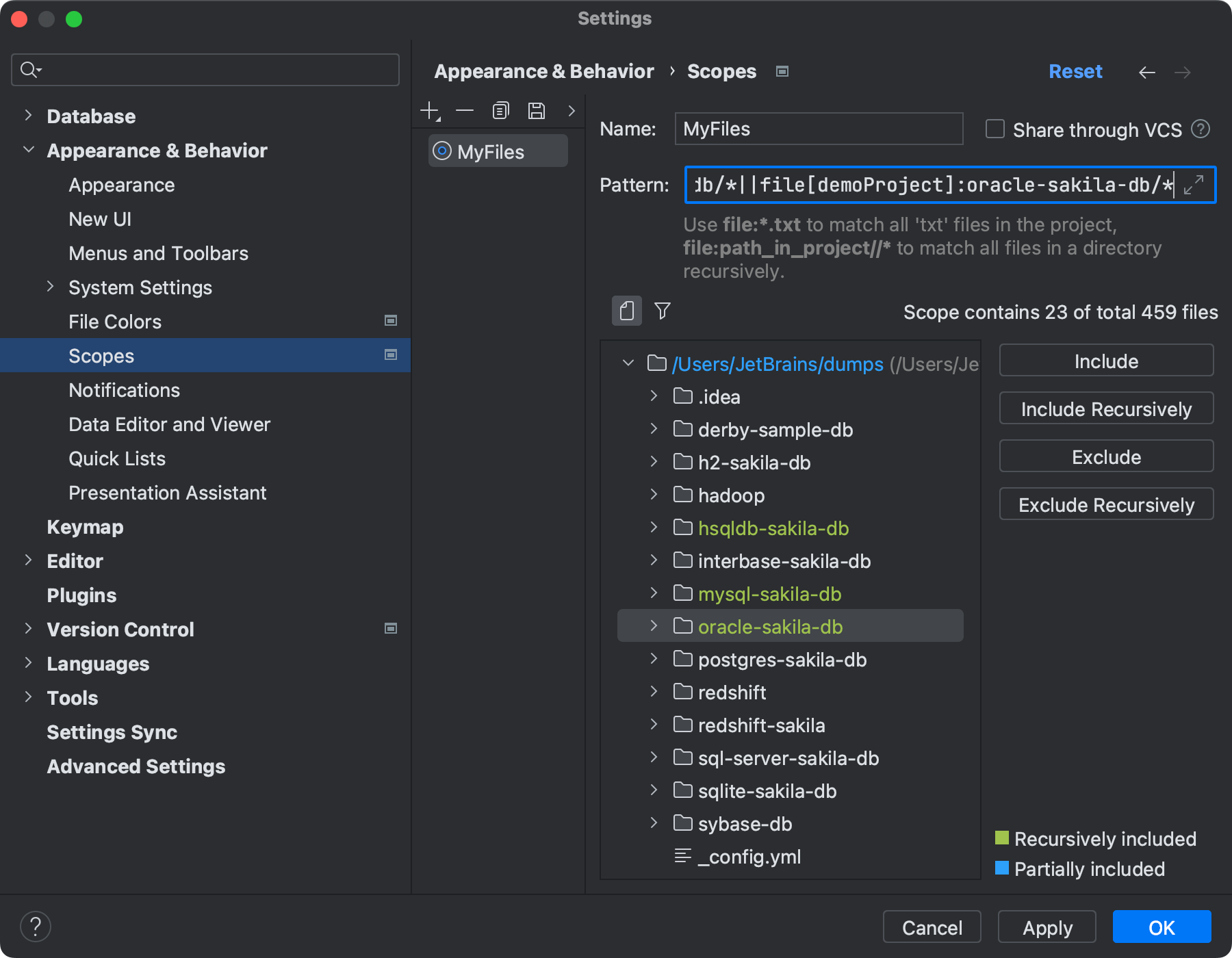 Scopes and file colors | DataGrip Documentation