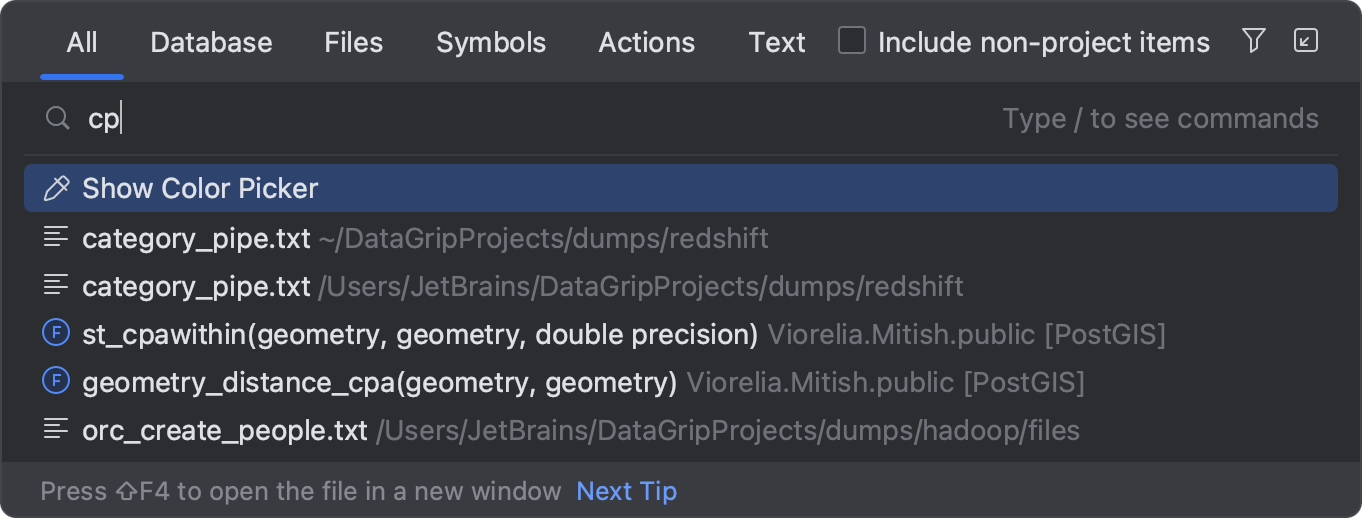 Search in DataGrip | DataGrip Documentation