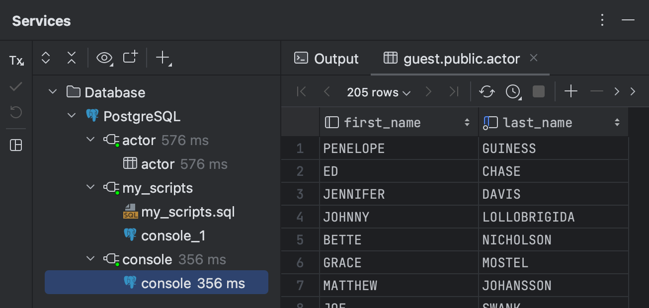 Services tool window | DataGrip Documentation