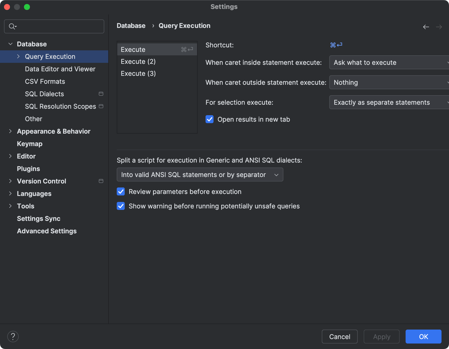 Query execution | DataGrip Documentation