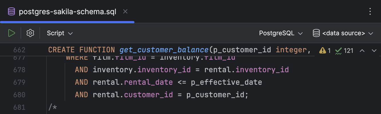 Sticky lines | DataGrip Documentation