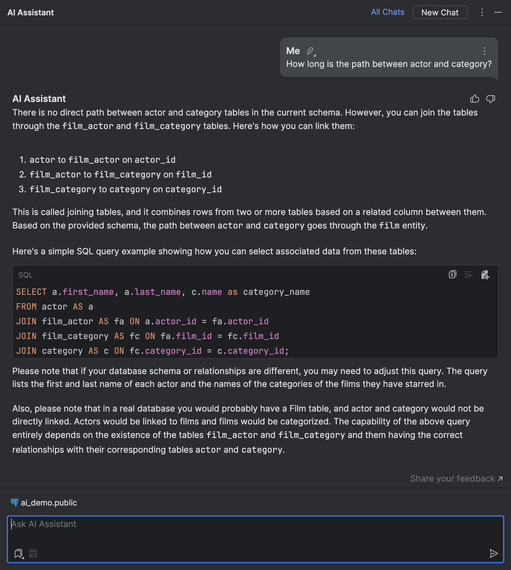 Use AI Assistant | DataGrip Documentation
