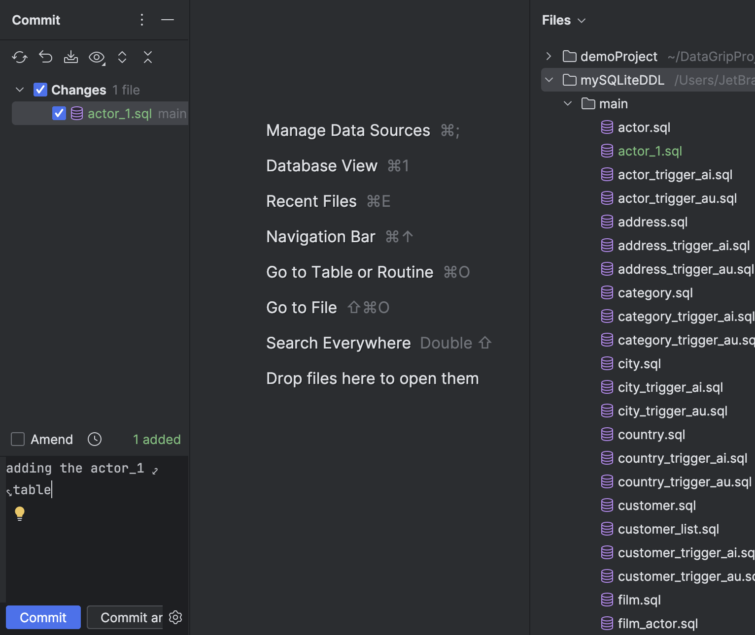 Databases in the Version Control System | DataGrip Documentation