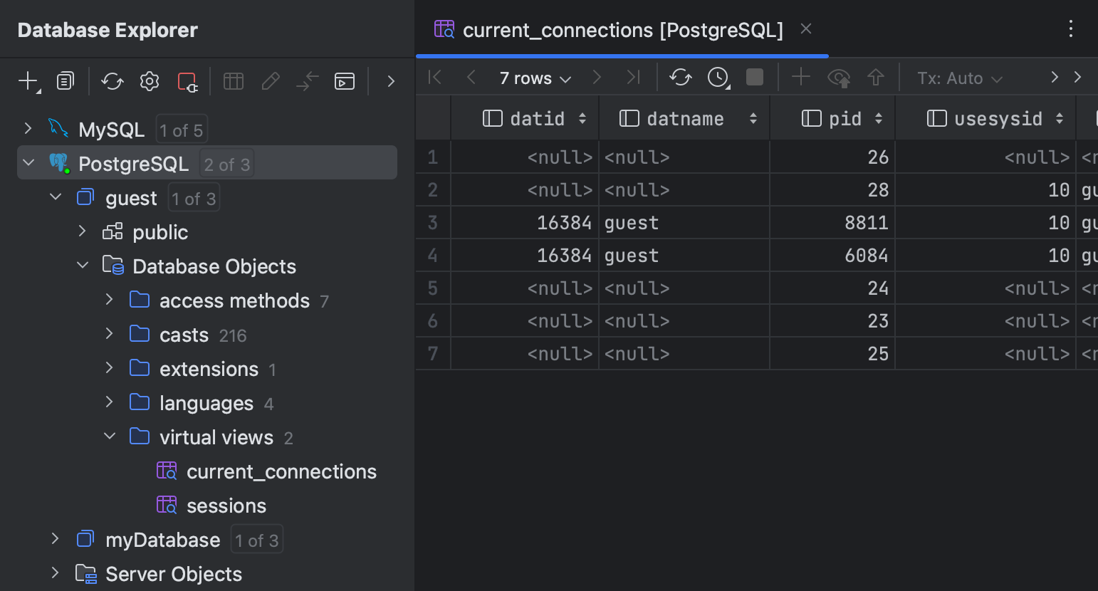 Virtual views | DataGrip Documentation